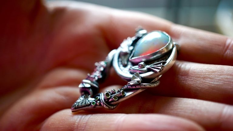 Fine silver pendant hand carved and crafted with stunning opal ...
